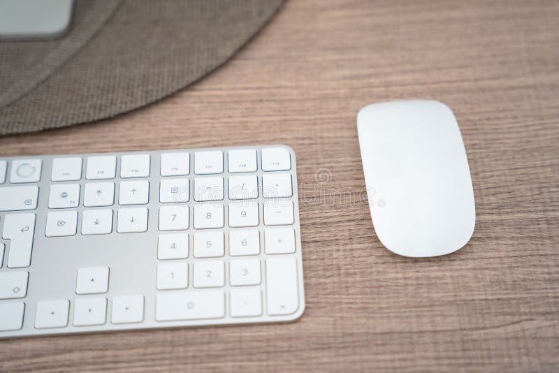 Modern Workplace with Desktop Computer, Working Table, Keyboard and ...