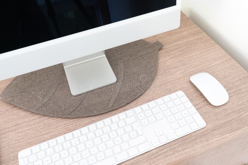Modern Workplace with Desktop Computer and Working Table Stock Photo ...