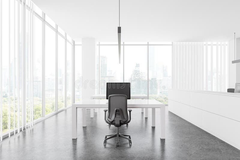 Modern Workplace Interior with Pc Computers on Table, Coworking and ...