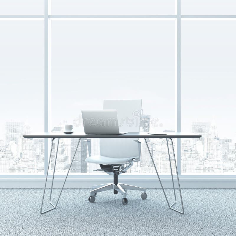 Modern Workplace in the Office with Windows Stock Illustration ...