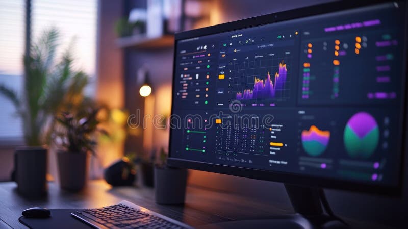 Computer Monitor Displaying Various Data Visualizations Charts Desk Stock Photos - Free ...