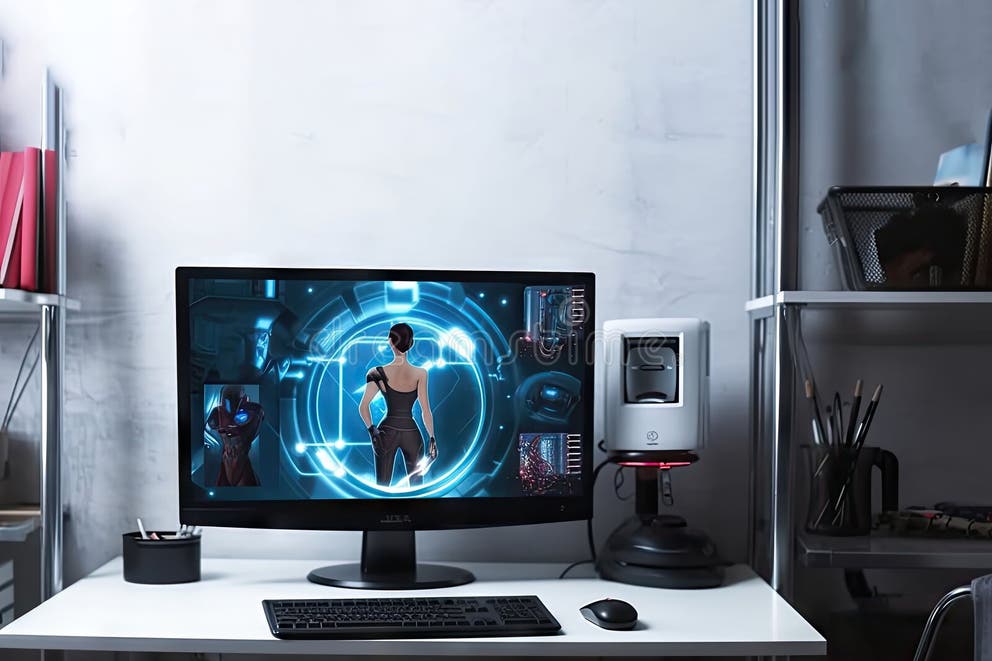 Modern Workplace Video Games Designer Computer Studio Stock ...