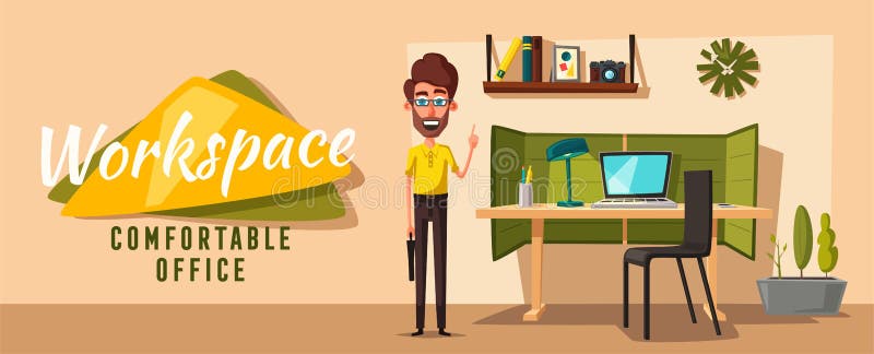 Modern Workplaces. Creative Characters. Office Work. Cartoon Vector ...