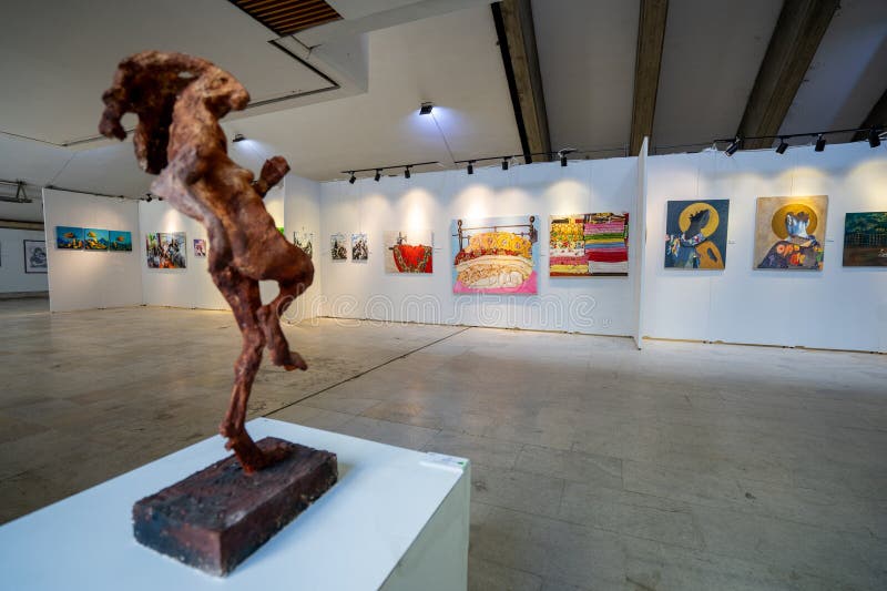 Modern Works in the Art Gallery with Nobody. Editorial Photography ...