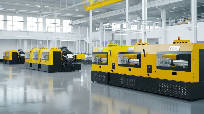 Modern Workshop with CNC Machines. Stock Image - Image of assembly ...