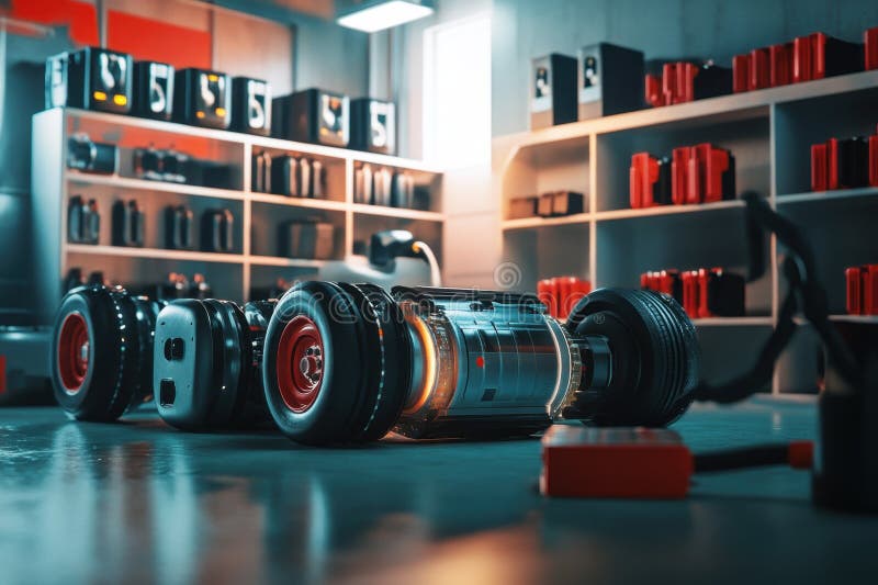 Futuristic Technology Showcased in a Modern Workshop with Glowing ...