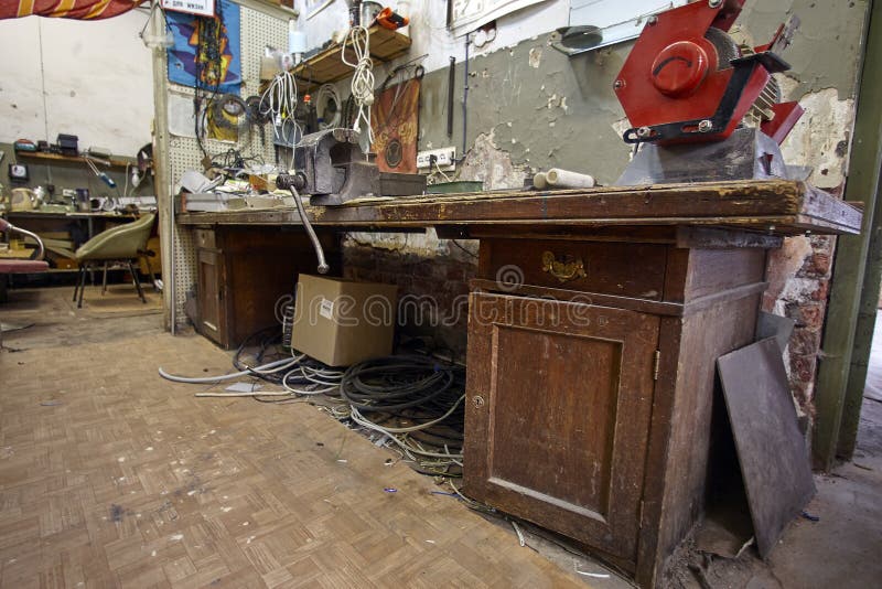 Modern workshop with items stock image. Image of style - 164304955