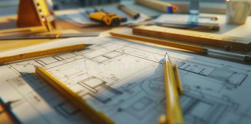 Modern Workspace. Architectural Drafting Table in Contemporary Interior ...