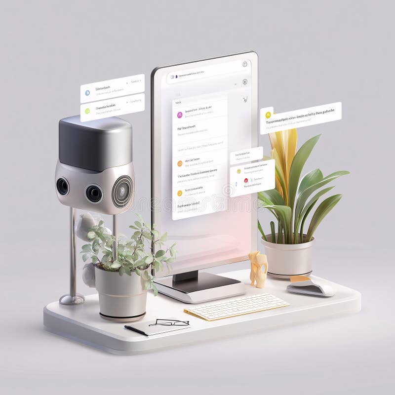 Modern Workspace with Communication and Productivity Tools Concept ...