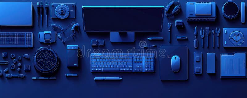 Modern Workspace with Computer Gadgets and Peripherals in a Stylish ...