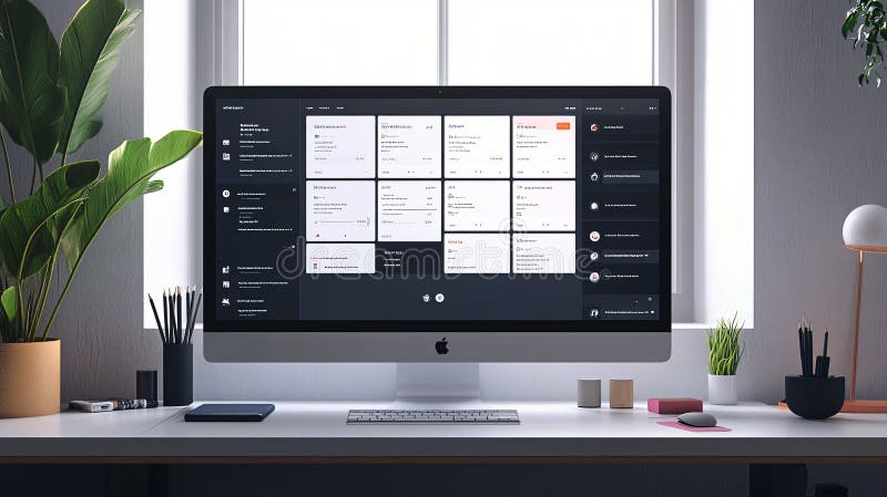Modern Workspace Dark UI Design on IMac Productivity Concept AI ...