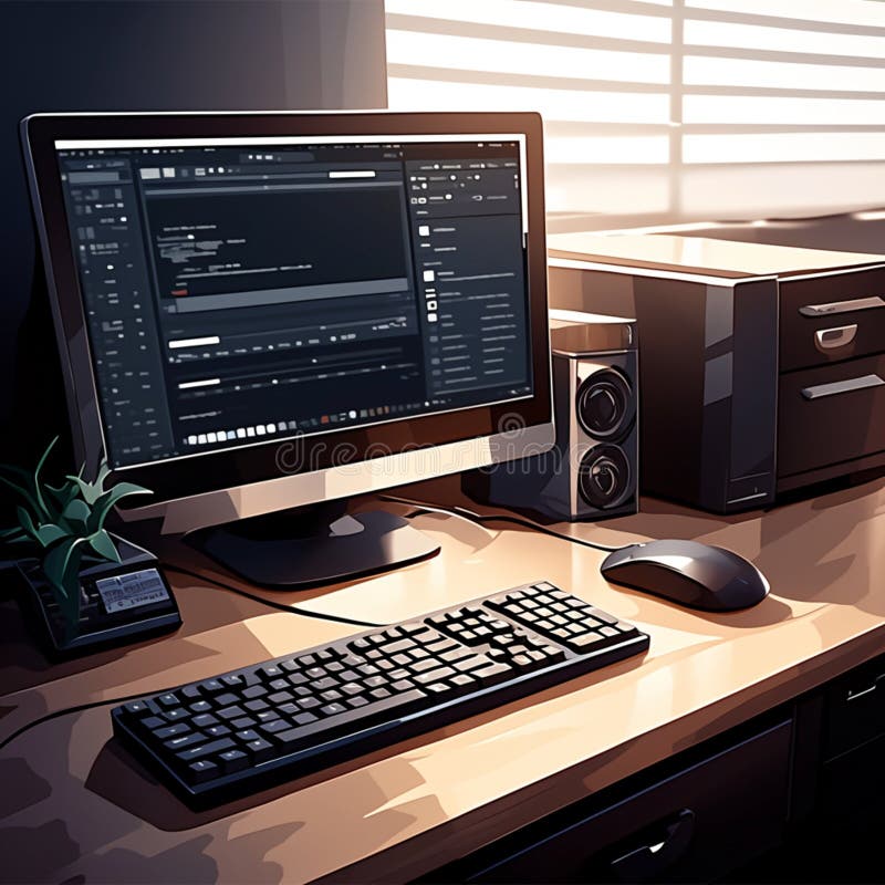 Modern Workspace Desktop Computer, Keyboard, and Mouse in Focus Stock ... Modern Workspace Desktop Computer, Keyboard, and Mouse in Focus Stock ...