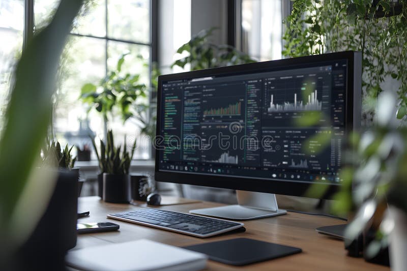 Digital Marketing Agency Workspace with Analytics Dashboard Generative ...