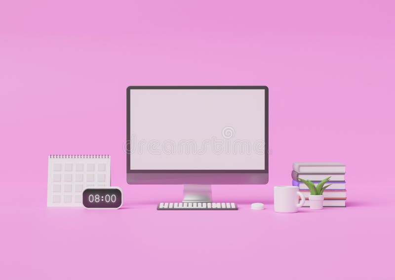 Modern workspace stock illustration. Illustration of computer - 256395962