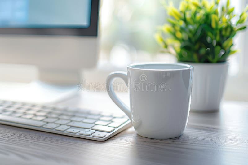 Modern Workspace Ergonomic Wireless Keyboard Cozy Decor Elements Stock ...