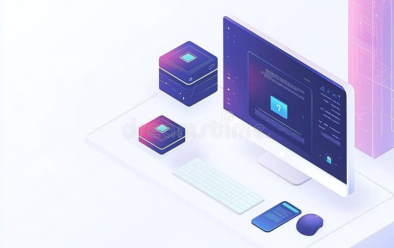 Modern Workspace Featuring Computer and Storage Devices with a Focus on ...