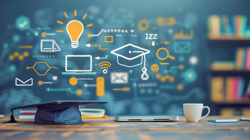 Digital Education Technology with Business Concepts Stock Illustration ...