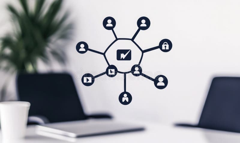 A Modern Workspace Featuring a Digital Network Diagram Symbolizing ...