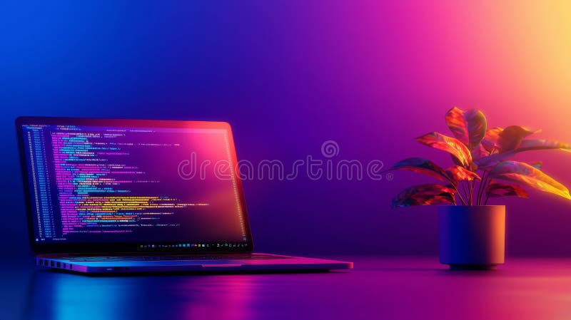 High-Tech Laptop with Code Snippets and Web Development Tools Stock Illustration - Illustration ...