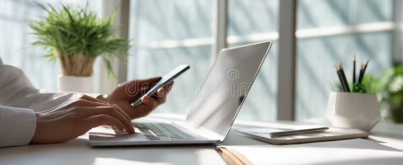 The Modern Workspace Featuring a Laptop and Smartphone for Productive ...