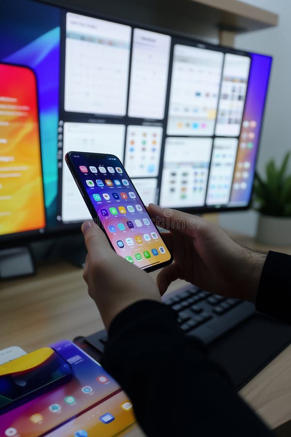 Mobile Technology and Productivity Setup Stock Illustration ...