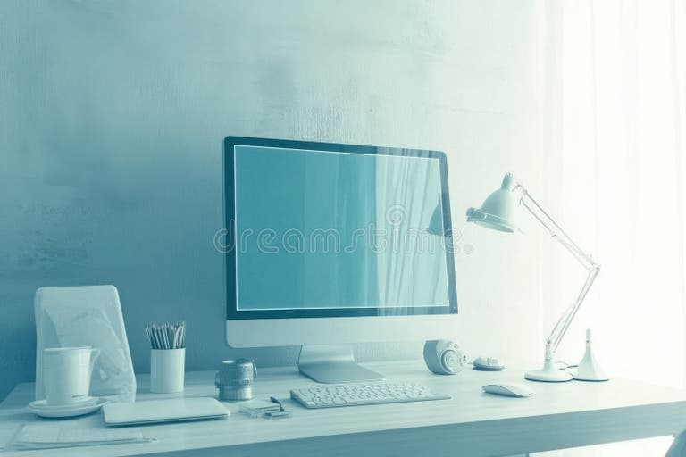 Modern Workspace Featuring Transparent Technology and Smart Devices in ...