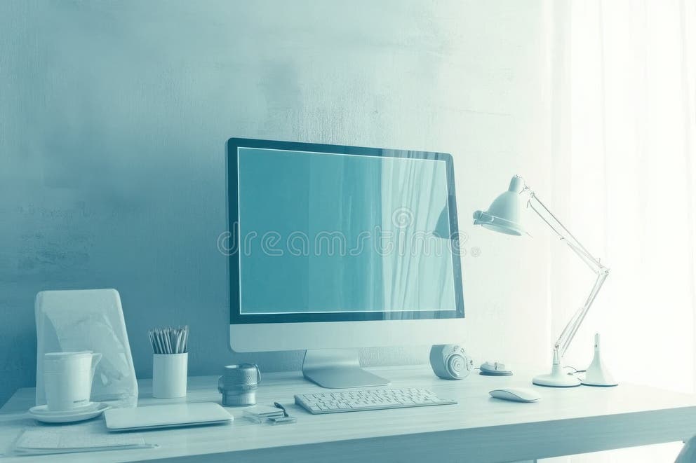 Modern Workspace Featuring Transparent Technology and Smart Devices in ...