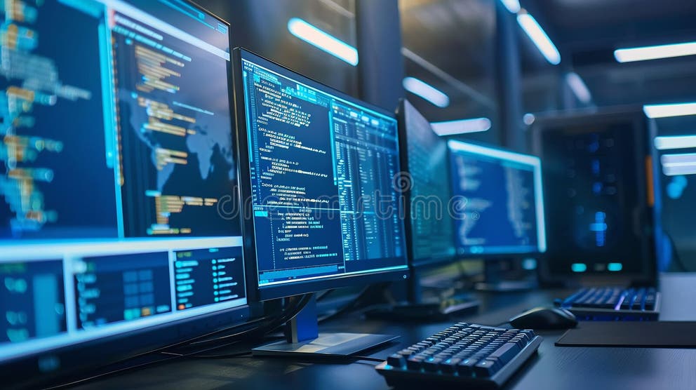 A Modern Workspace with a Focus on Technology and Data Analysis ...