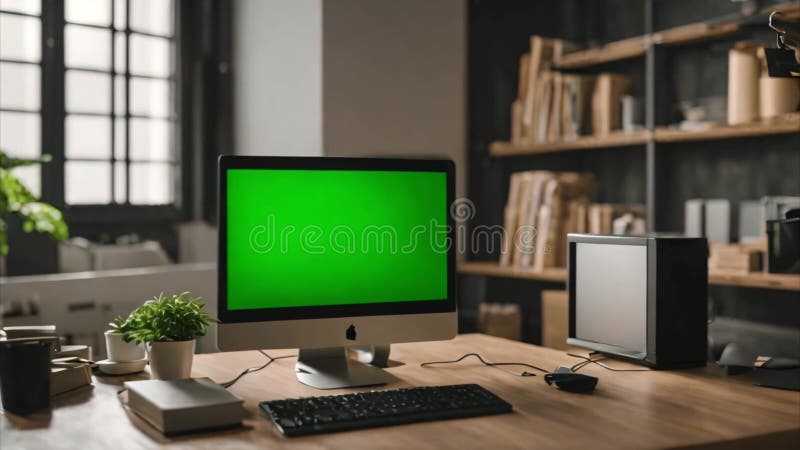 A Modern Workspace with Computer Screens Displaying Data Against a ...