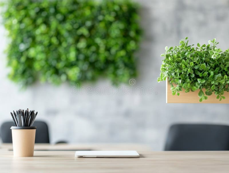 Modern Workspace with Greenery for Sustainability-Focused Team ...