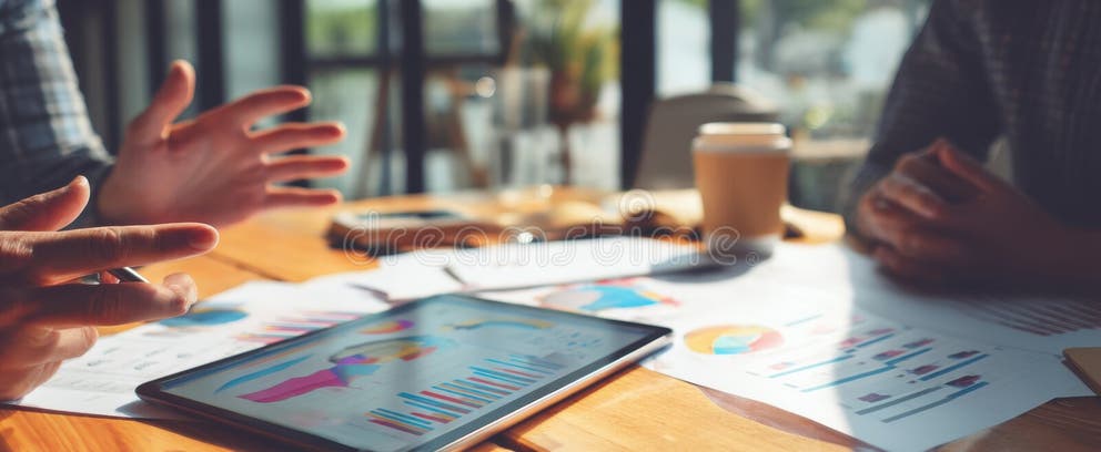 The Modern Workspace with Hands Collaborating Over Digital Data and ...