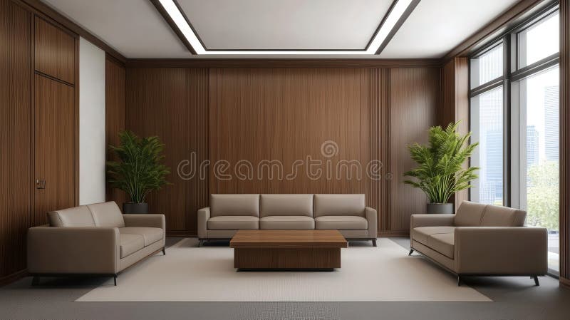 Modern Workspace, High-tech Office Presentation, 3D Illustration Stock ...