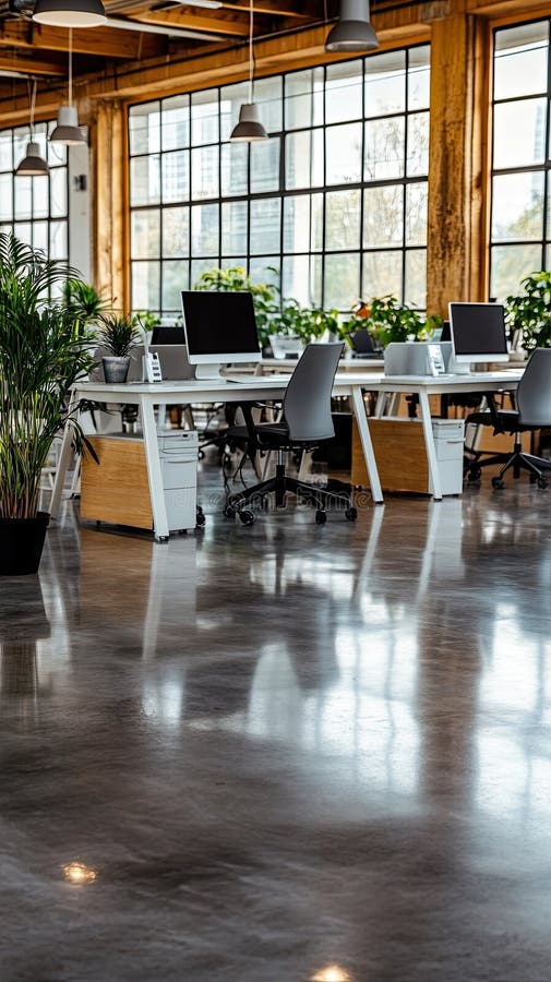 A Modern Workspace Highlights a Sleek White Desk with Computer ...