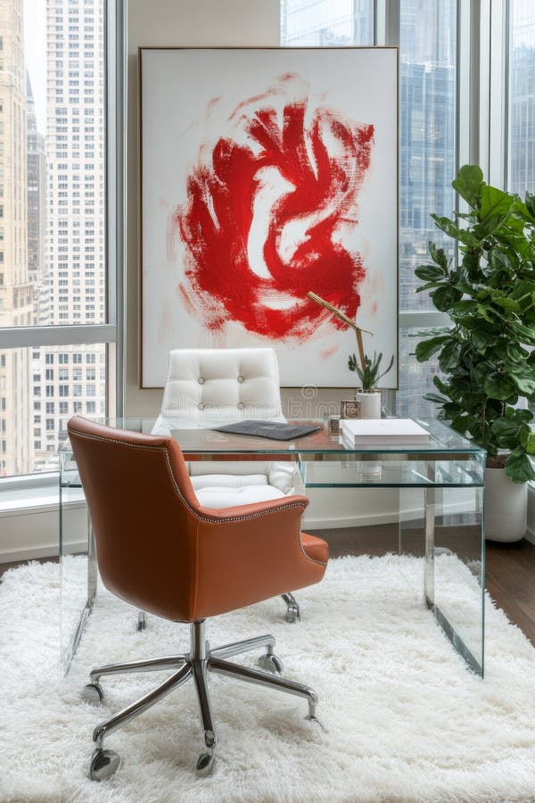 Modern Workspace Home Leather Chair Abstract Painting Stock Photos ...