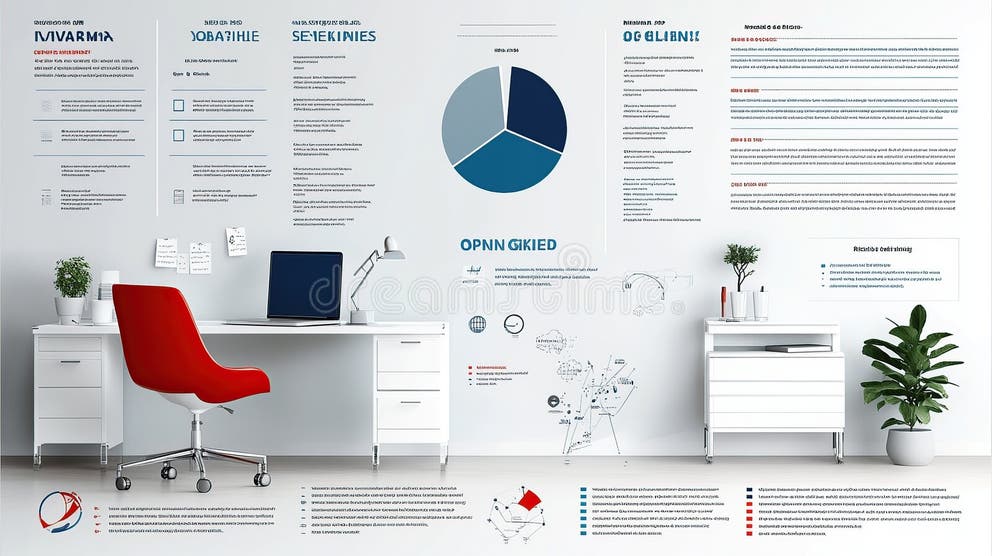 Modern Workspace with Informative Content. Visual Presentation of Data ...