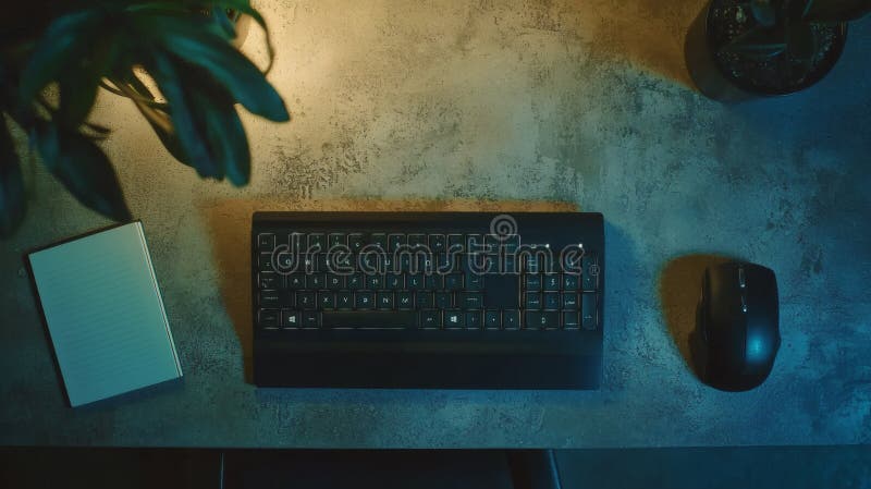 Modern Workspace with Keyboard and Mouse Stock Illustration ...