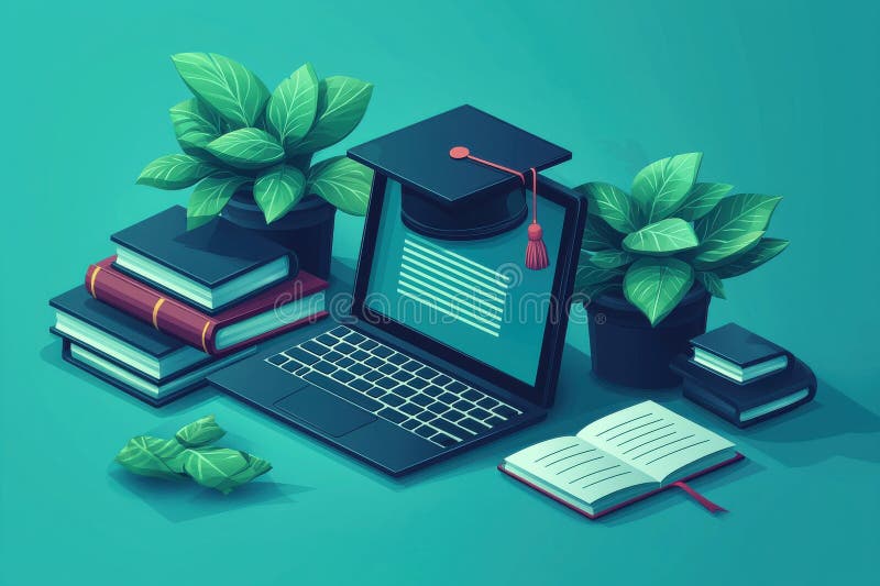 Modern Workspace Laptop Books Academic Elements Online Learning Stock Photos - Free & Royalty ...