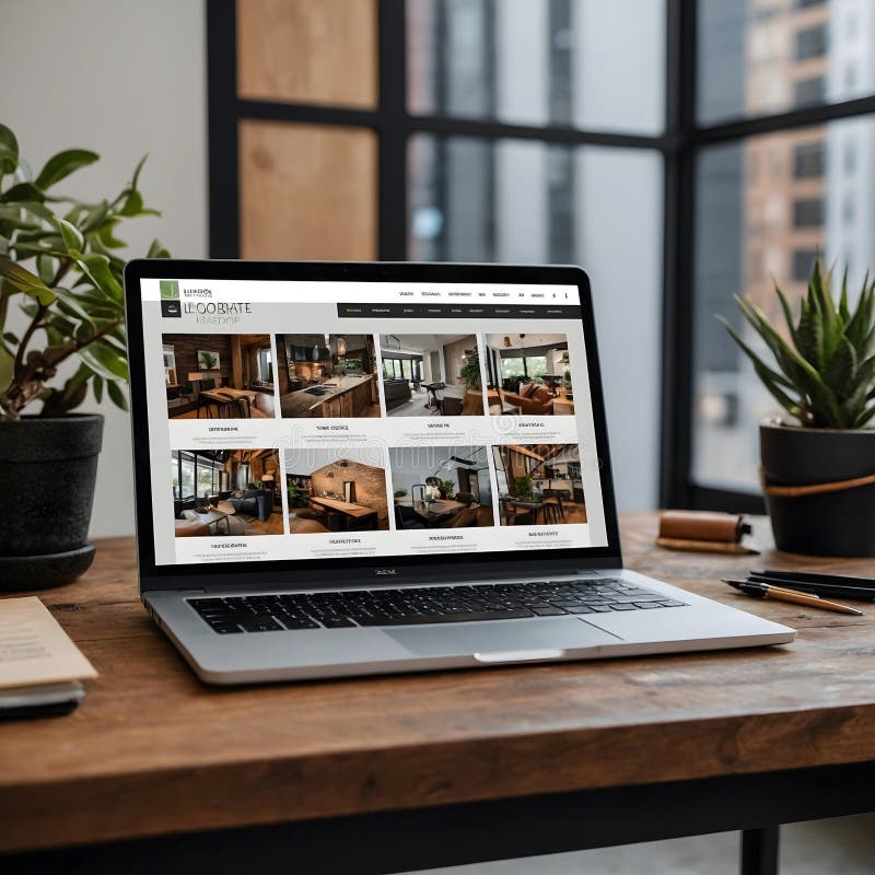 Modern Workspace with Laptop Featuring a Clean, Responsive Website ...