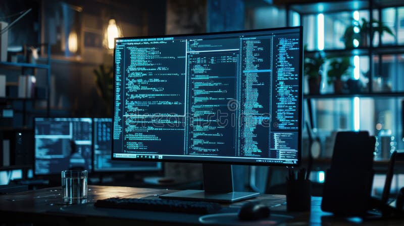 The Computer Coding Setup.AI Generated Image Stock Image - Image of ...