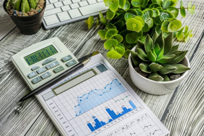 Modern Workspace Layout Featuring Graphs, Charts, and Calculator ...