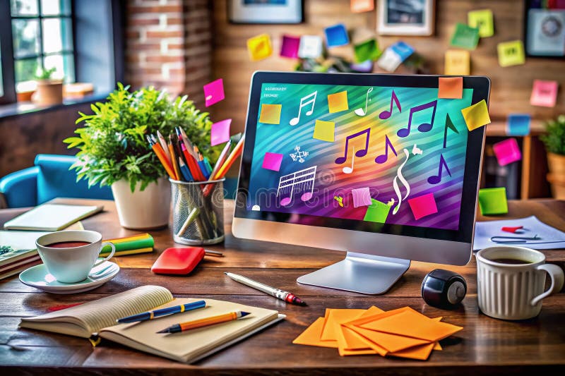 Modern Workspace Learning a Vibrant Digital Notescape Showcasing the ...