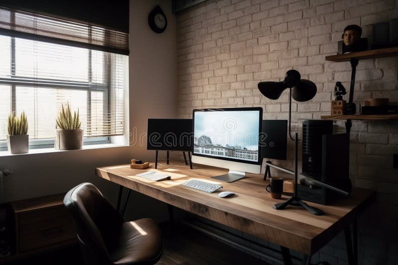 Modern Workspace with Minimalist Aesthetics, Representing a Peaceful ...