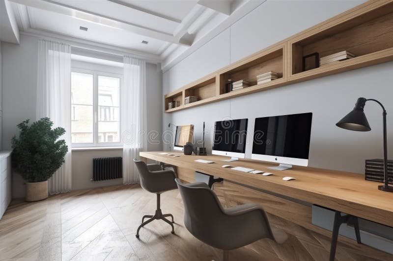 Modern Workspace with Minimalist Aesthetics, Representing a Peaceful ...
