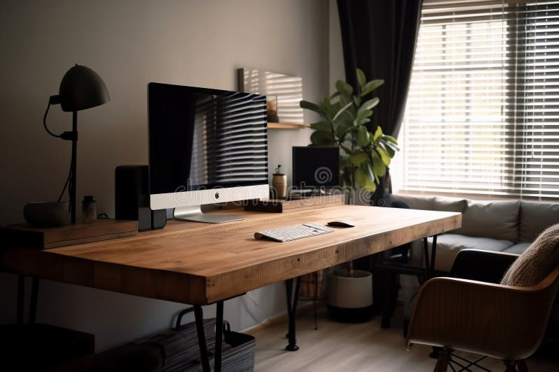 Modern Workspace with Minimalist Aesthetics, Representing a Peaceful ...