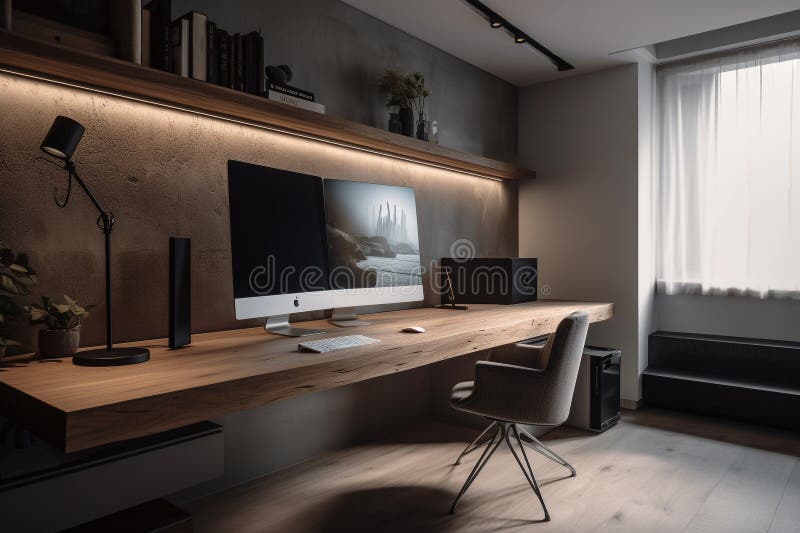 Modern Workspace with Minimalist Aesthetics, Representing a Peaceful ...