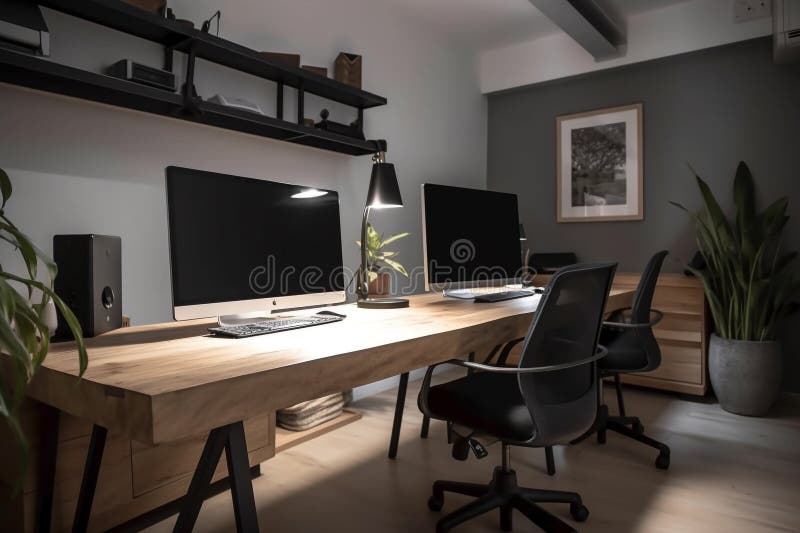 Modern Workspace with Minimalist Aesthetics, Representing a Peaceful ...