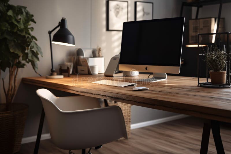 Modern Workspace with Minimalist Aesthetics, Representing a Peaceful ...