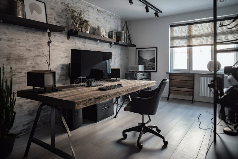 Modern Workspace with Minimalist Aesthetics, Representing a Peaceful ...