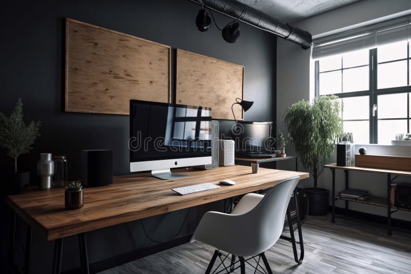 Modern Workspace with Minimalist Aesthetics, Representing a Peaceful ...