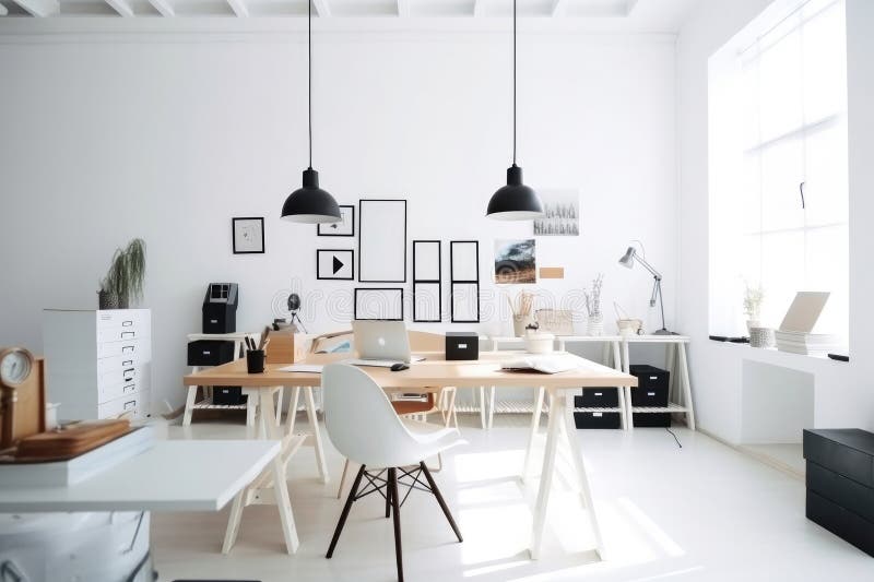 Modern Workspace with Minimalist Atmosphere Stock Illustration ...